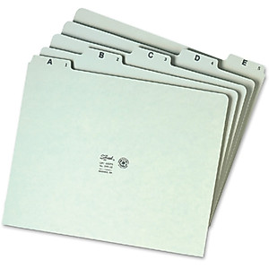 Smead Pressboard Guides, 1/5-Cut Tab (A-Z), Letter Size, Gray/Green, Set of 25 (50376)