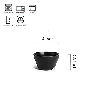 Selamica Ceramic Small Bowls Dessert Bowls 8oz Bouillon Cups for Dessert Soup Dipping Sauce Coffee Cupping Microwave and Dishwasher Safe - Set of 6(Black)