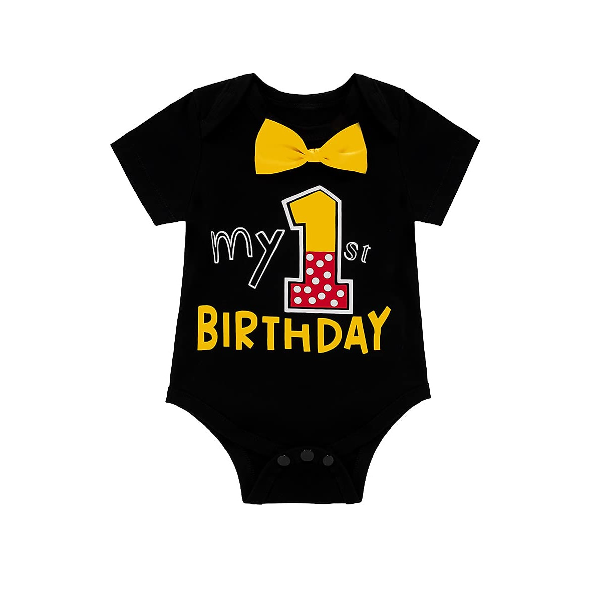 LENSOUS Baby Boys First Birthday Cake Smash Outfits Bowtie One Year Old Romper Pants Set（Red,18-24 Months）