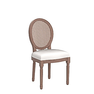 Virabit French Dining Chairs Set of 6, Rattan Farmhouse Upholstered Dining Chairs with Curved Backrest and Beautifully Carved Solid WoodFrame for Living Room, Kitchen, Restaurant