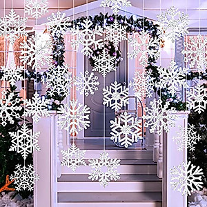 Snowflake Cutouts Decorations, Winter Christmas Snowflake Paper Cutouts with Glue Point Dots for Bulletin Board Frozen Party Home Class Office Decor Accessories (Silver, 45 Pieces)