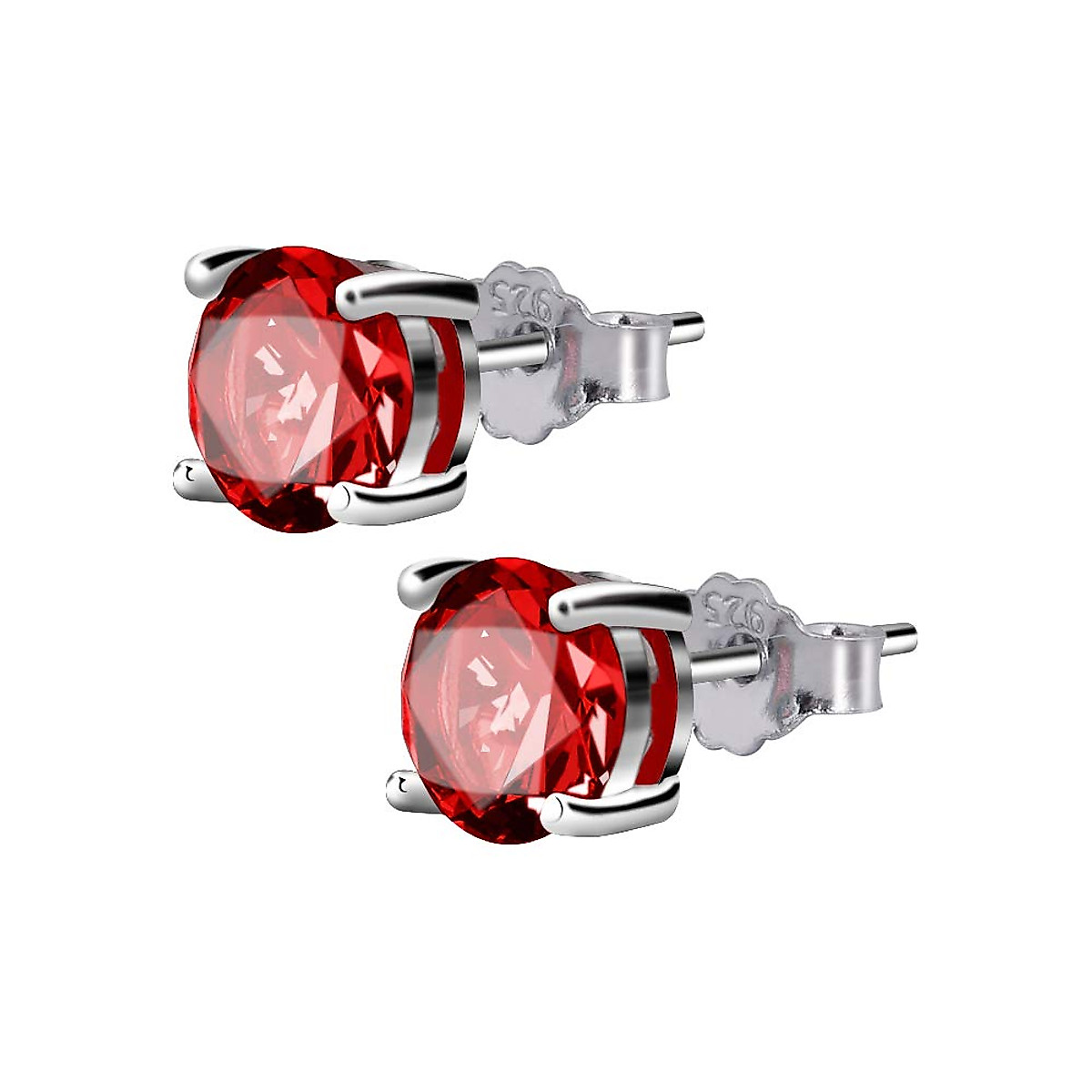 UHIBROS 6 Pairs Stainless Steel Stud Earrings Set For Mens Womens Hypoallergenic Cubic/Square Zircon Earrings 18K White Gold 316L CZ Earring