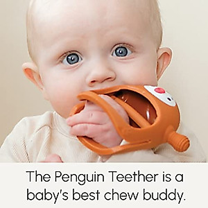 Smooch Penguin Mitten Teething Toys For Babies 0-6 Months, 12, 18 - Penguin Teethers For Babies Are Easy To Hold, Silicone Baby Teether Toys Are Soft Yet Durable - Provides Teething Pain Relief (Blue)