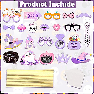 22 Pcs Halloween Bachelorette Party Photo Booth Props Kit-Bride Tribe Party Decorations, She Said Yes Bachelorette Party Photo Booth Props, Halloween Theme Girls Bachelorette Wedding Engagement Party