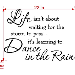 Life Isnt About Waiting for The Storm to Pass Its Learning to Dance in The Rain Vinyl Wall Decal Inspirational Quotes