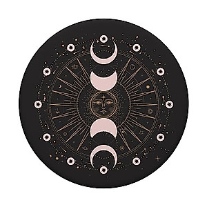 Moon Phases Astrology Space Stars Pattern Black PopSockets Standard PopGrip