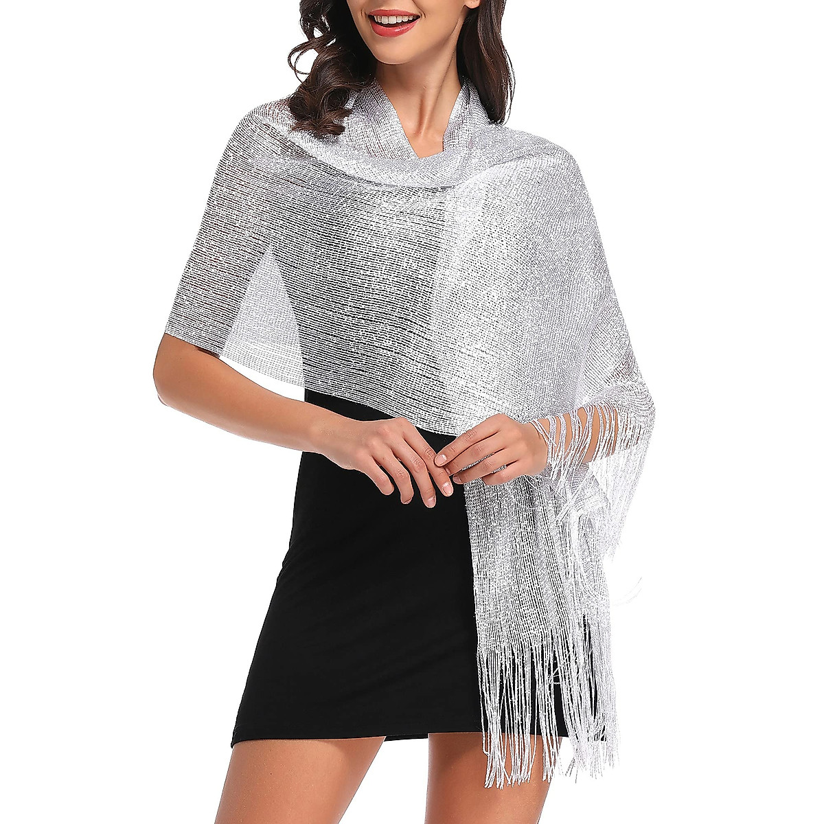 vimate White Wedding Shawl for Women, Summer lightweight Formal Shawls and Wraps for Evening Dresses (White)