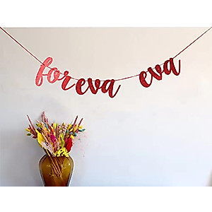 Foreva Eva Red Glitter Paper Banner, Wedding/Engagement/Valentine's Day Party Decor, Forever and Ever Banner