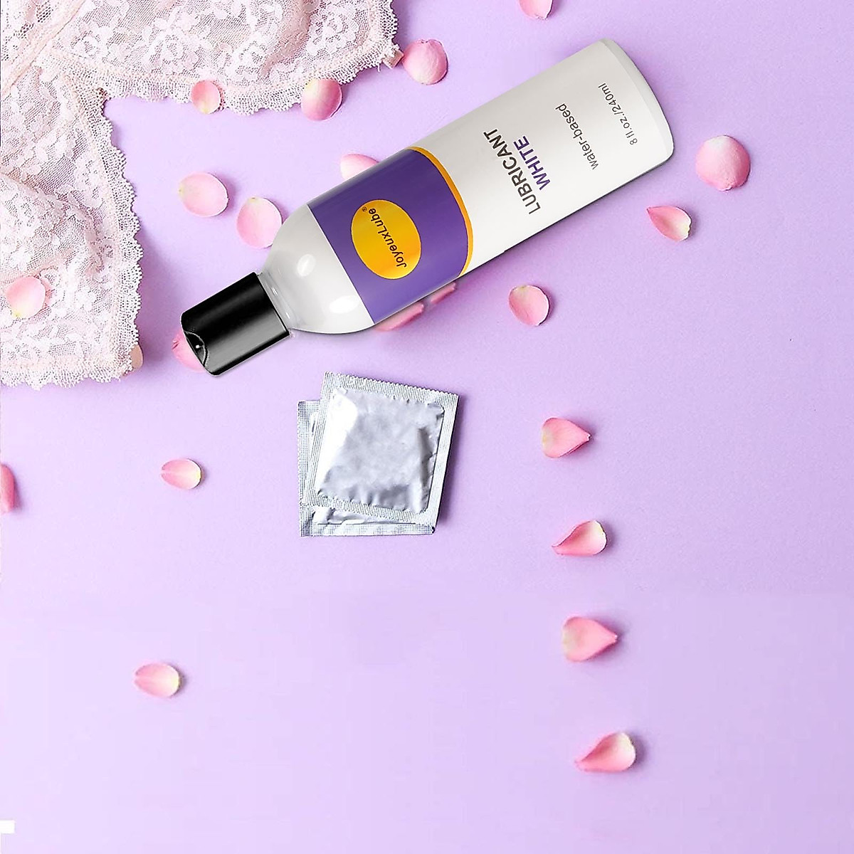 JoyeuxLube Water-Based White Lube 8 fl. oz/240ml Creamy Unscent Natural Gel Glide Lubricant Long Lasting Smooth Slippery for Men Women Couples with Discreet Package