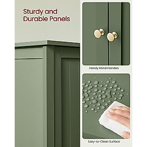 VASAGLE Bathroom Floor Storage Cabinet, Freestanding Bathroom Storage Unit with 2 Adjustable Shelves, 11.8 x 23.6 x 31.5 Inches, Forest Green UBCB060C01