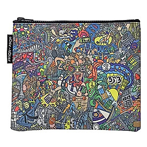 ODDS N TOTES Pencil Pouch, Makeup Bag, Small Toiletry Bag for Women, Men, Canvas Zipper Pouch (Graffiti)