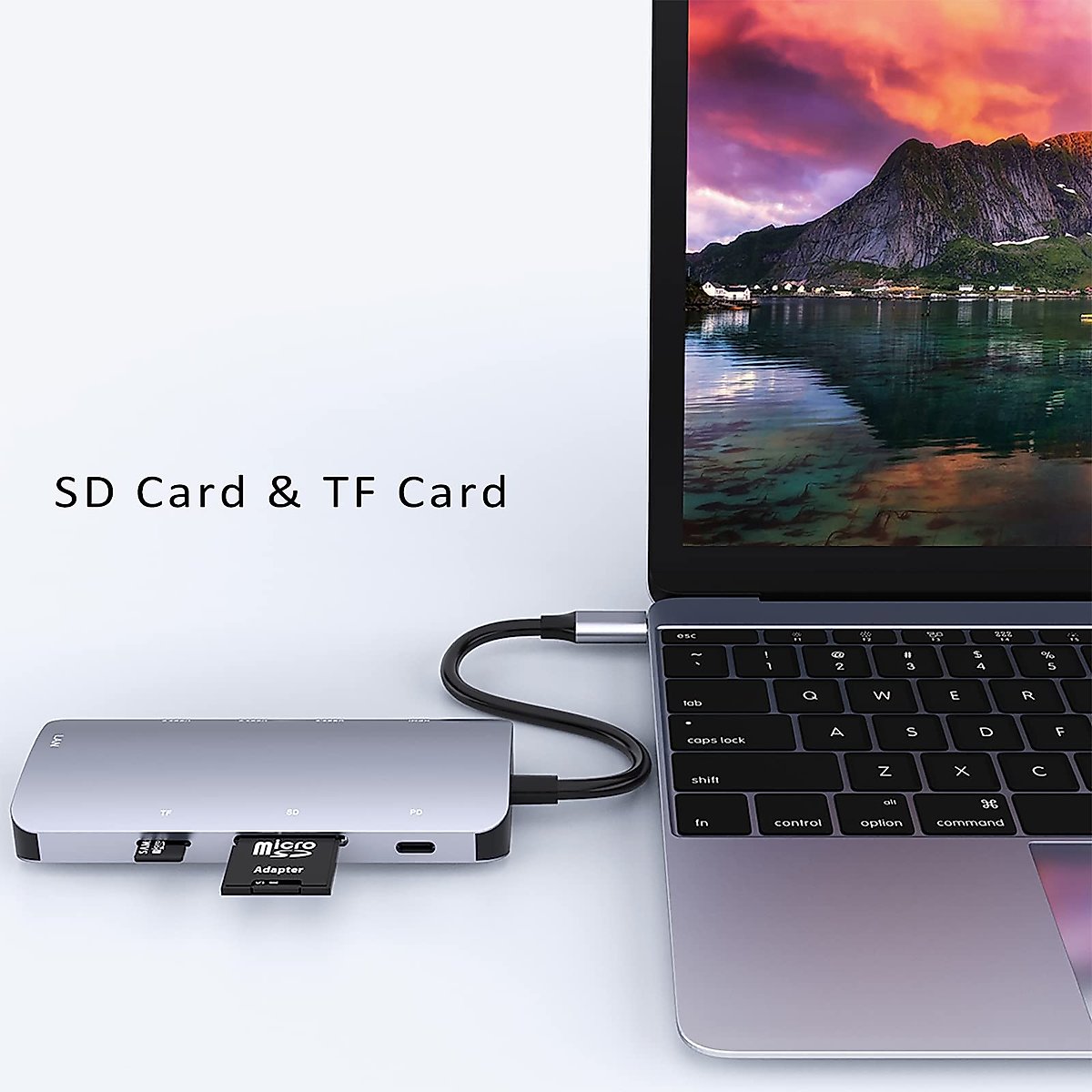 USB C Hub, USB C Ethernet, Gigabit Ethernet 8-in-1,GIGABIT 1000M Rj45,PD 60W Fast Charging,4K HD-MI,3*USB3.0 up to 5Gbps Data Transfer,SD/TF Card Reader, USB C Hub_Flat