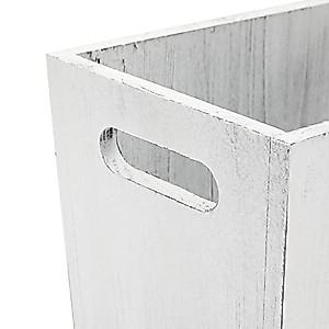 Farmlyn Creek 2 Piece Rustic Bathroom Trash Can Set with Handles for Bedroom, Living Room, Office (White-Washed, 2 Sizes)