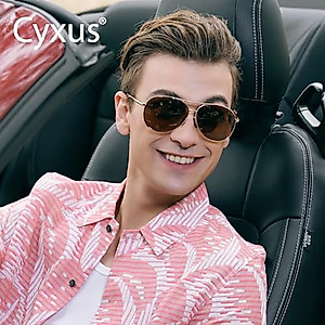 Cyxus Aviator Sunglasses for Men Sunglasses Polarized UV Protection Trendy Metal Pilot Glasses for Driving Hiking Travel