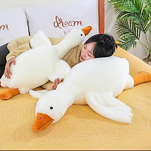MDXMY 19.7" Goose Stuffed Animal White Swan Throw Plush Pillow Super Soft Sleeping Pillow(Down White, 19.7"