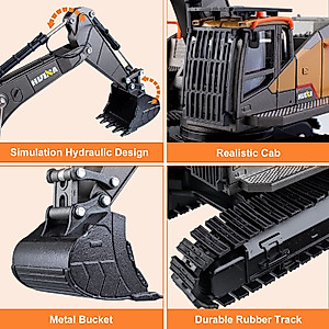 1/50 Scale Metal Excavator Toy, Diecast Engineering Construction Vehicles, Digger Trucks Toys for Boys Kids