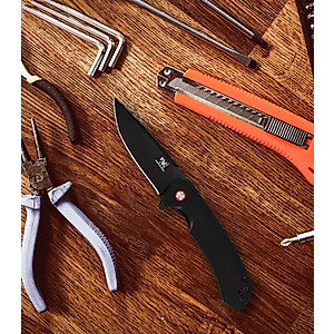 HUNTER.DUAL Pocket Knife, Folding EDC Knife with Clip for Men, Small Camping Knife for Outdoor, 3.34'' D2 Steel Blade, G10 Handle