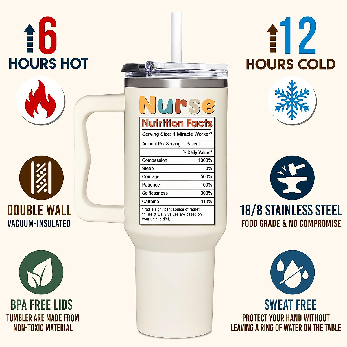 TAMUNBEE Nurse Gifts For Women - Nurse Week, Appreciation, Birthday, Christmas, Mothers Day Gifts for Nurses - Tumbler 40oz With Handle & Straw