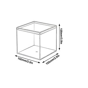 dedoot Clear Acrylic Box withLlid, 4 Pack 4x4x4 inches Clear Plastic Box for Organize, Acrylic Cube Storage Container Drawer Organizer for Vanity Jewelry Accessories, Small Items