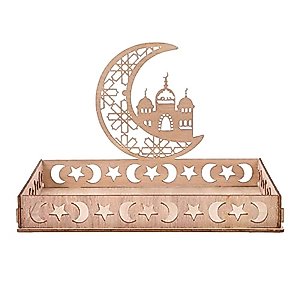 Cabilock Ramadan Tray Decorative Table Tray Dessert Food Tray Desktop Table Decor