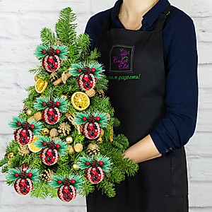 Shatterproof Christmas Ball Ornaments with Pinecones & Greenery 6pcs Buffalo Plaid Ball Ornaments Aousthop Black Red Burlap Foam Ball Hanging Decorations for Xmas Tree Ne Miniature (Red, One Size)