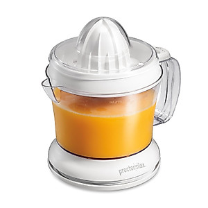 Proctor Silex Juicit Electric Citrus Juicer Machine for Orange, Lemon, Grapefruit Juice, 34 oz, White (66332PS)