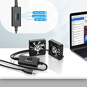 ELUTENG Dual 40mm USB Fan with 3 Speeds Adjustable 5V PC Fan Max 5500RPM 40mm * 40mm * 25mm Mini Case Fan Quiet Computer Fan Compatible for PC, TV Box, Router, Xbox, PlayStation