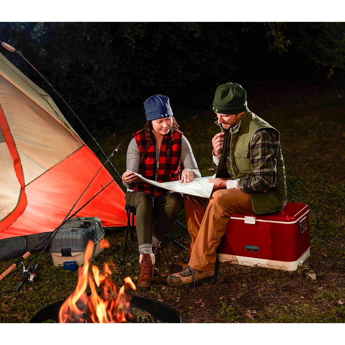 Panther Vision CUBWB-4546 Hand Free 4 LED Headlamp Beanie Cap, (Blaze Orange)