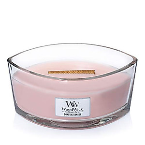 Woodwick Ellipse Scented Candle, Shoreline Trilogy, 16oz | Up to 50 Hours Burn Time & Ellipse Scented Candle, Coastal Sunset, 16oz | Up to 50 Hours Burn Time