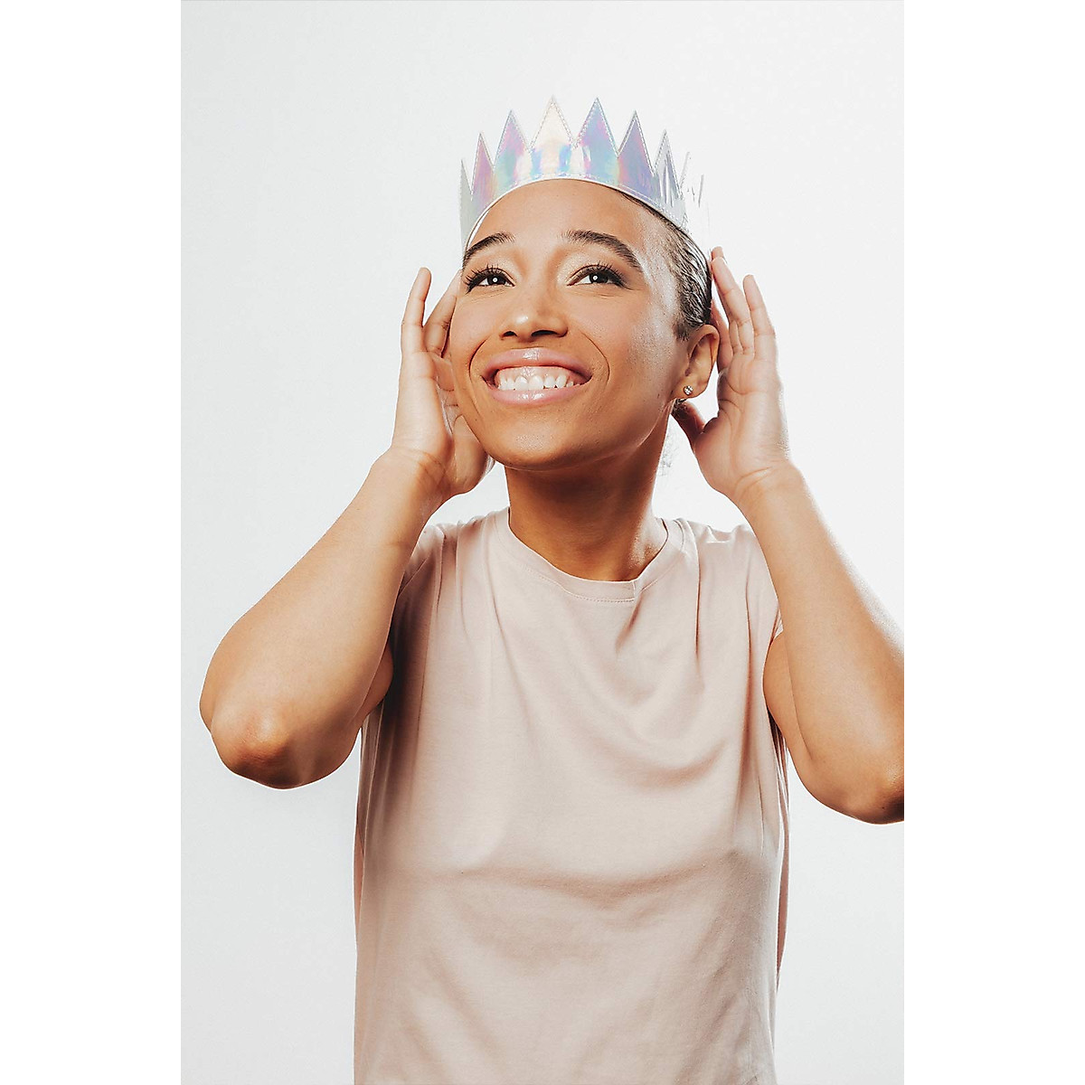 Iridescent Rainbow Silver Crown Hat - Prince Princess King Queen Crown - Fully Adjustable