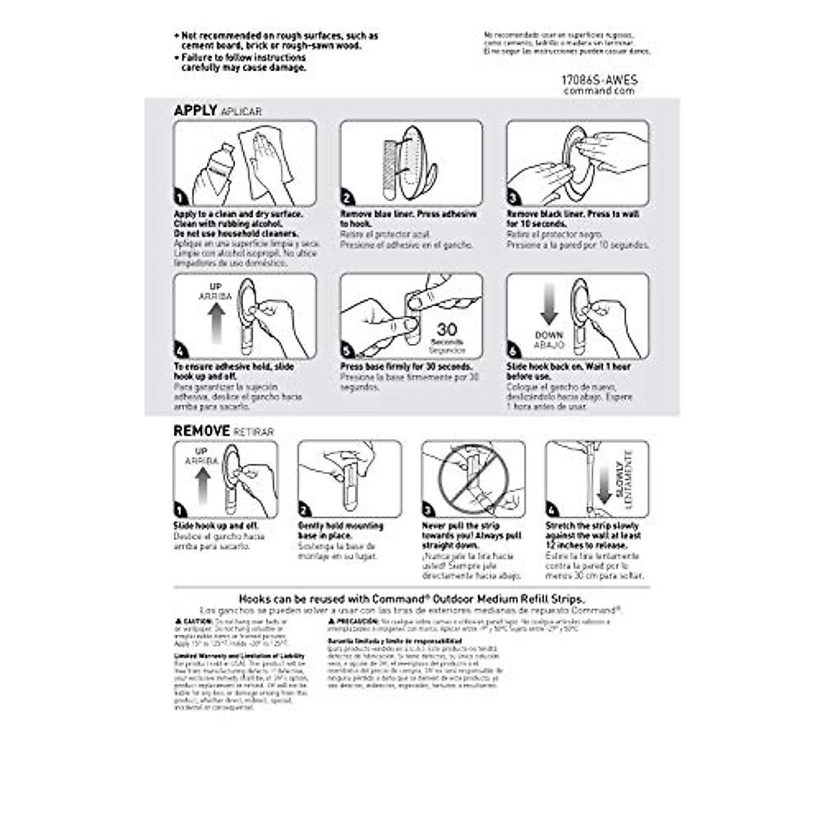 Command Outdoor Medium Terrace Hooks, Black, 3 lb Capacity, Water-Resistant Strips, 2-Hooks, 4-Strips, Decorate Damage-Free (Pack of 2)