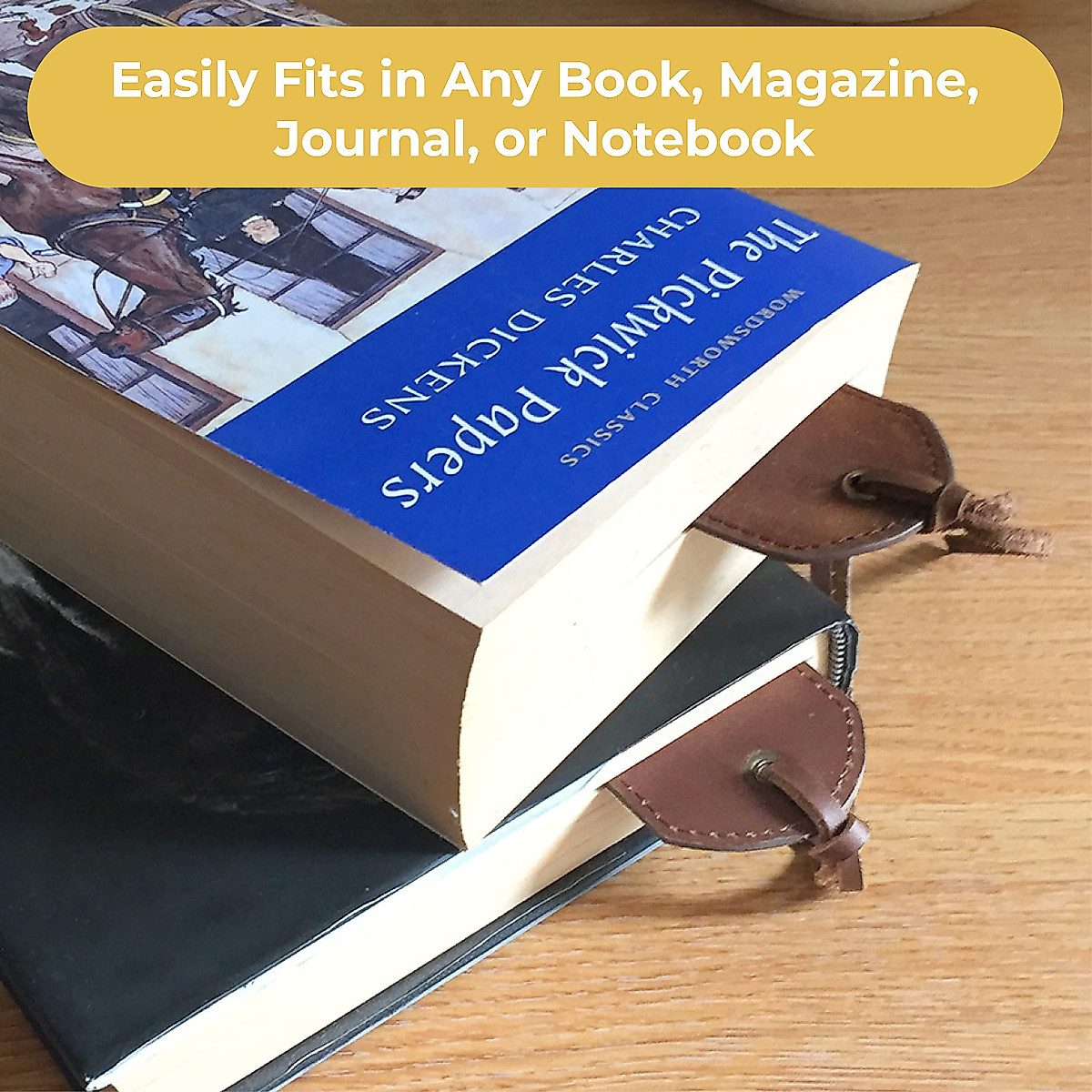 Leather Bible Bookmarks - 2 Leather Christian Bookmarks with Inspirational Bible Verse | Joshua 1: 9 Be Strong & Courageous | Perfect Religious Book Marker Gifts for Men, Women, Readers and Friends