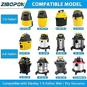 8 Pack 25-1217 Reusable Dry Filter Replacement for Stanley 1-6 Gallon Wet/Dry Vacuum, with 3 Retaining Bands