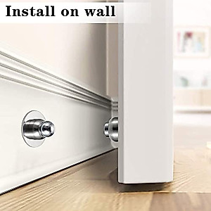 Sumnacon Set of 2 Adhesive Mounted Door Holder Mini Magnetic Door Stoppersa No Need Drill Stainless Steel Door Stop, Sliver