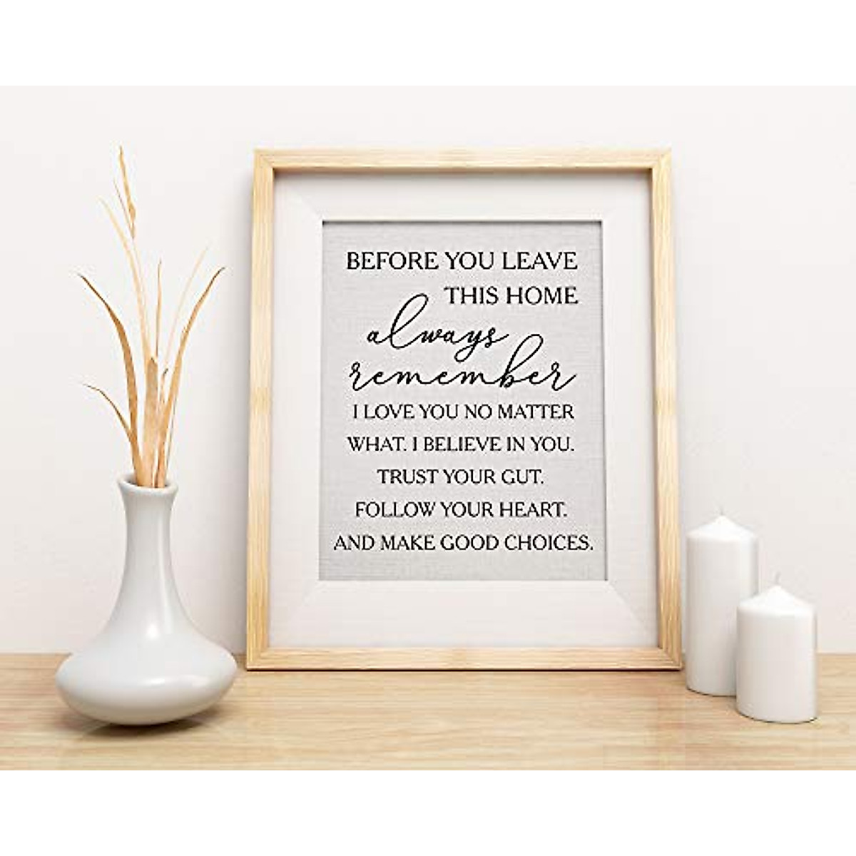 ‘before you leave this home, always remember’ Grey Typographic Wall Art | 11x14 UNFRAMED Black and Grey Love Quote Print | Modern, Minimal Farmhouse Home Decor