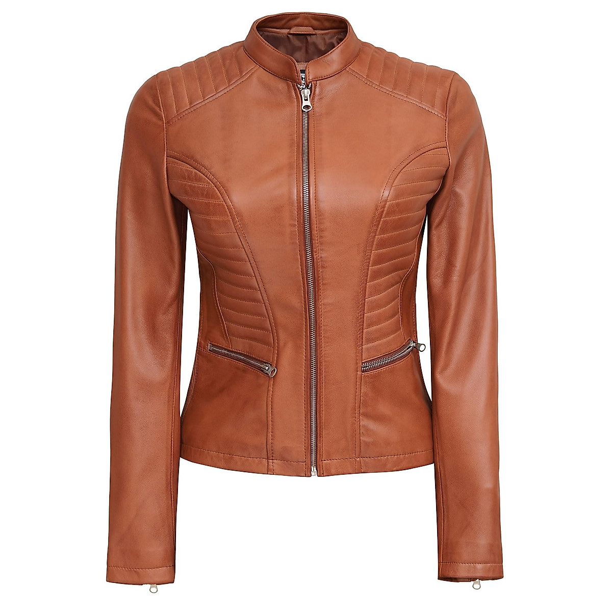 Decrum Womens Brown Leather Jacket - chaquetas de cuero para mujer | [1300172] N-185, S