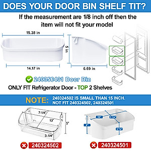 [2 PACK] UPGRADED 240356401 Refrigerator Door Bin Compatible with Frigidaire Door Shelf Replacement Parts FFSS2614QS4A, FFHS2611PFEA, FFSS2614QE6A, FFHS2622MSYA, FFHS2611LBRA, FFHS2622MS0 Door Shelf