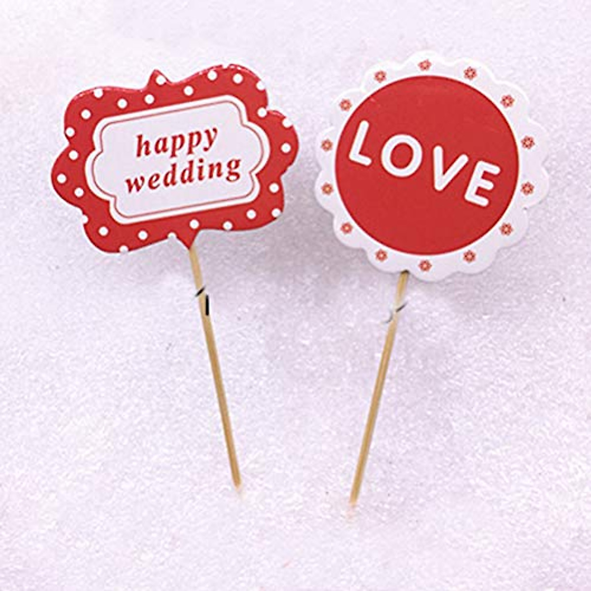 Amosfun Birthday Cake Toppers Double- Sided Printing Cake Picks Romantic Cake Decor Paper Creative Cake Toppers Cake Decorative Plug Flag for Party Cake Decortion