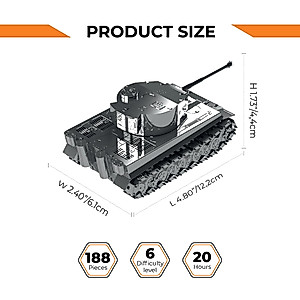 METAL-TIME PONDEROUS Panzer, 3D Metal Tank Model Kits for Adults or Teens, DIY Metal Puzzle Model Kit, 3D Metal Model Brain Teaser Puzzle - Great Gift Idea, 188 PCS.