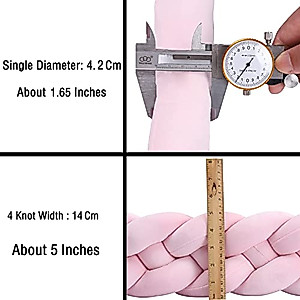 4 Strand Round Handmade Woven Cushion Soft Knot Decorative Knotted Throw Pillow,Bed Gap Filling Cushion Widen Plush Knotted Throw Pillows,for Home Decor (160 inch, Pink),T718bJ0O75xl