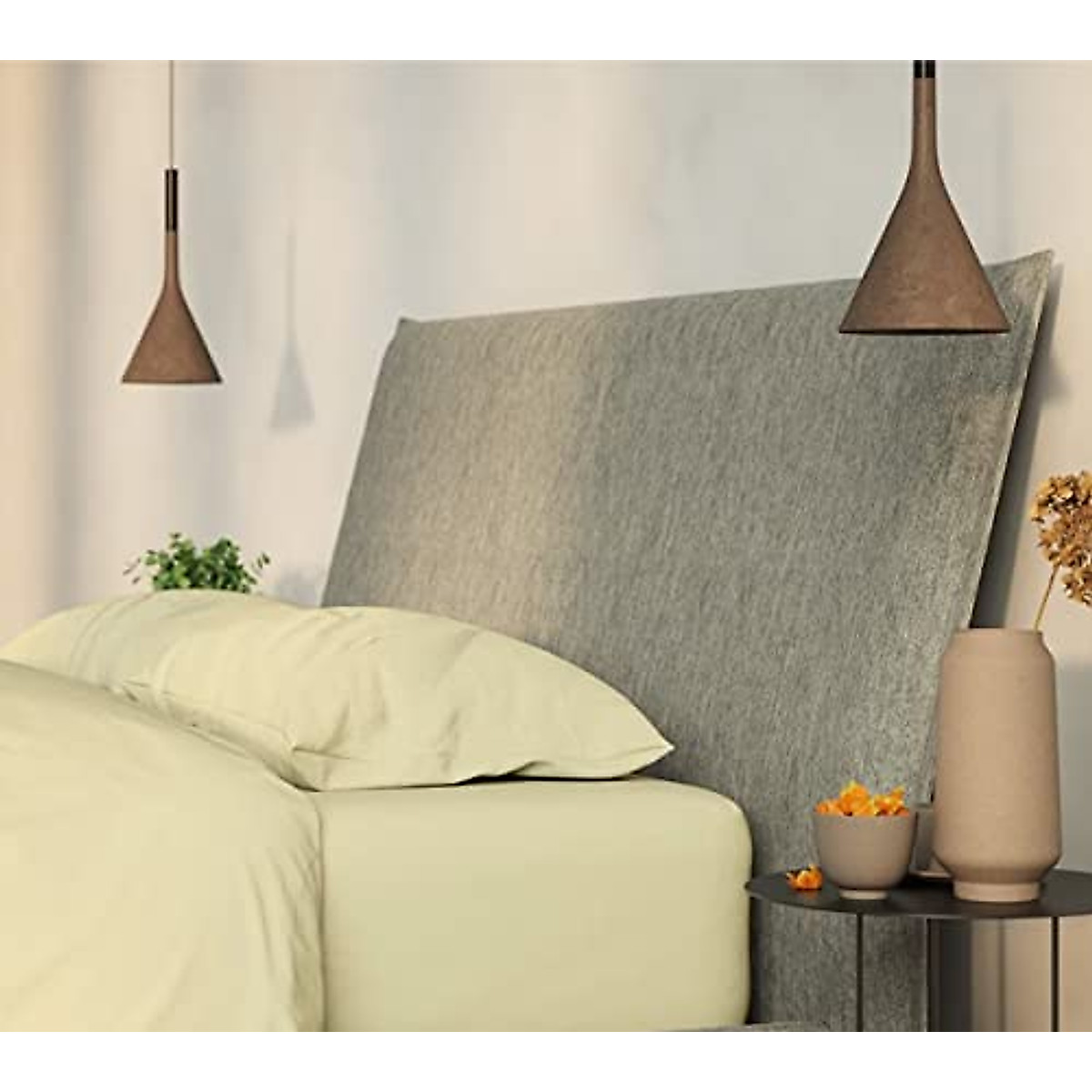 Olympic Queen Cotton Bed Sheets Set, 400-TC 100% Egyptian Cotton Sheets-4 Piece Sheet Set Fits Mattress Upto 15 Inch Deep Pocket Fitted Sheet-66 x 80 Size (Ivory Solid, Olympic Queen Sheet for Bed