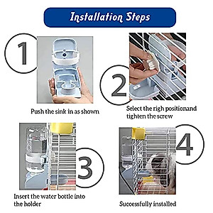 chenming Rabbit Water Bottle,17oz Hanging Automatic Small Animal Water Bottle Bowl,Pet Cage Suspended Automatic Water Dispenser for Rabbits Hamsters Chinchillas Hedgehogs Ferrets (Blue)