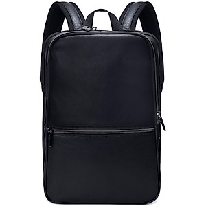 Alpine Swiss Leather Laptop Backpack 15” Notebook Computer Travel Back Pack Bag