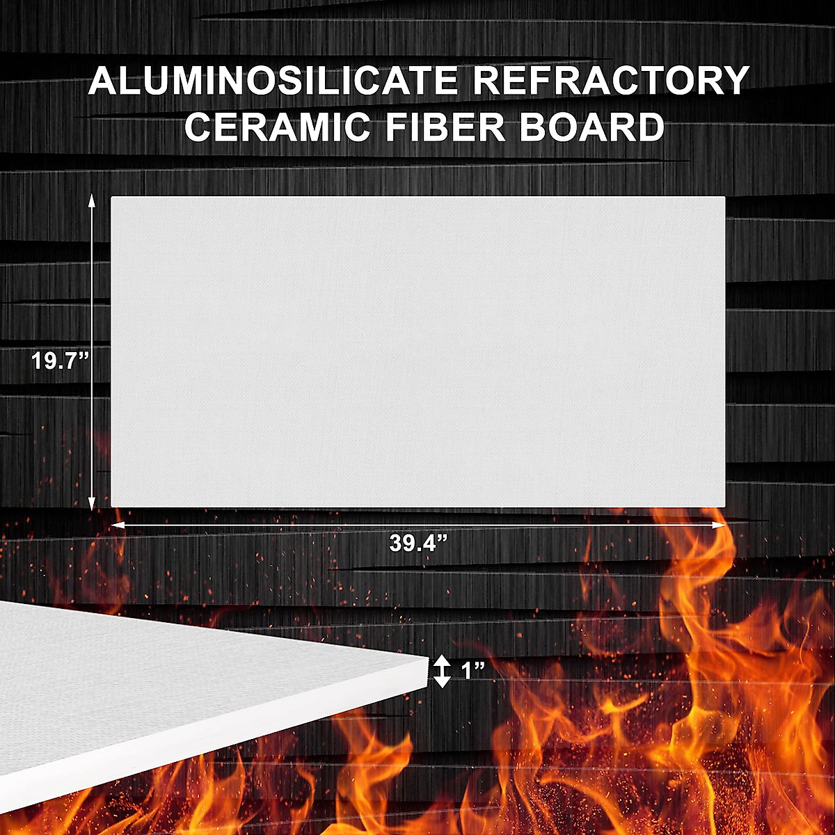 Ceramic Fiber Board Insulation - 2300F Rated - 1" x 19.7" x 39.4" - Pack of 1 - Ceramic Fiber Thermal Insulation Board for Wood Stoves, Ovens, Forges, Kilns, Furnaces, Fireplace