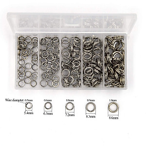 Pack of 201pcs Fishing Stainless Steel Split Rings 5 Sizes and Plier Set, Split ring capable of withstanding large tensile force and Fishing Plier Tool Kit for Saltwater Fishing Lure Connectors