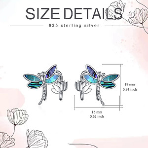 Dragonfly Ear Cuffs for Non PierceD Ears Sterling Silver Cuff Earrings with Abalone Shell, Dragonfly Gifts for Women