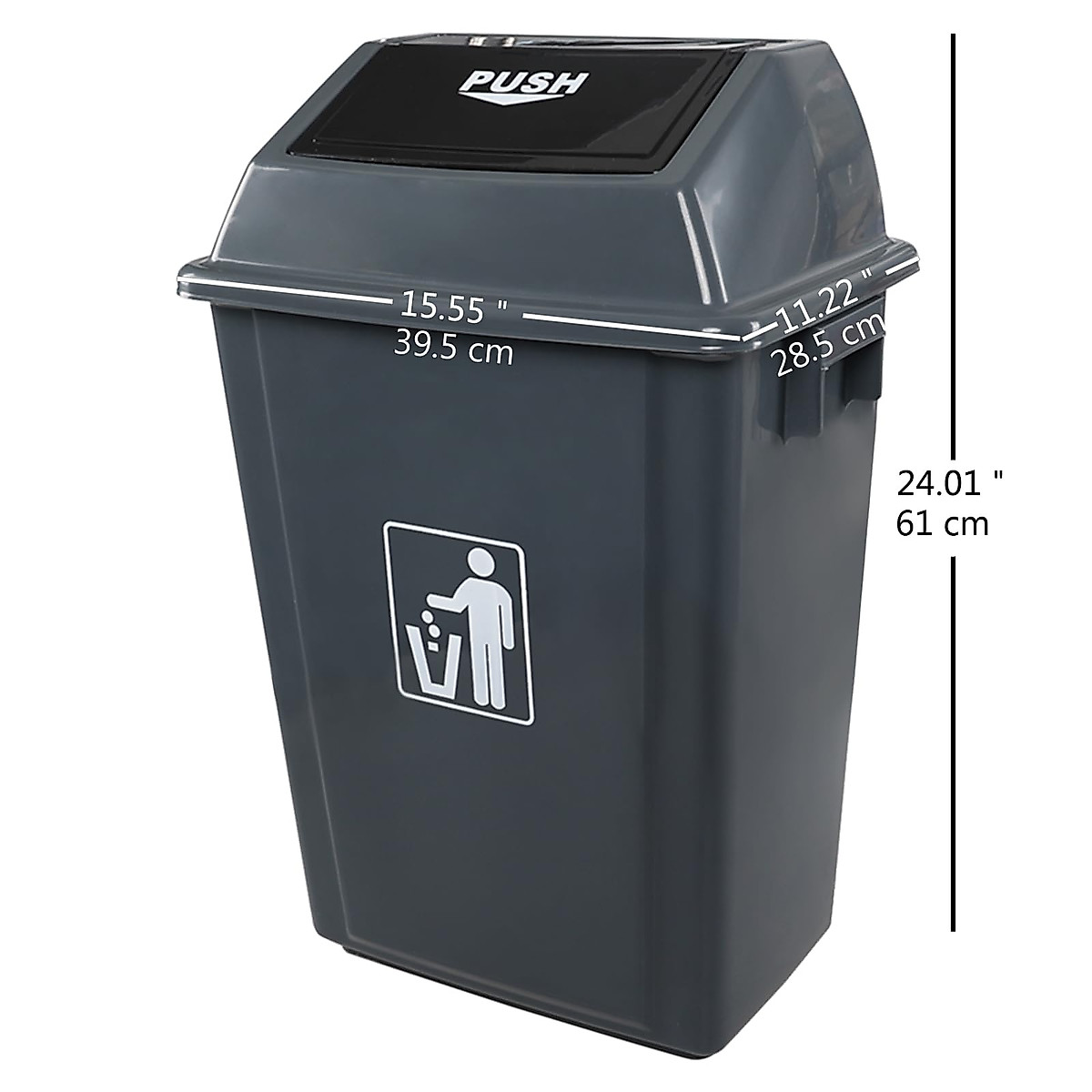 Vcansay 13 Gallon Plastic Kitchen Trash Can with Lid, Pack of 4