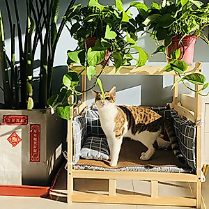 HYDT Wooden Double- Layer Elevated Pet Bed Cot for Bedside Table, All Seasons Dog Cot with Mattress, Easy to Assemble (Size : 120x60x70cm/47.2x23.6x27.6in)