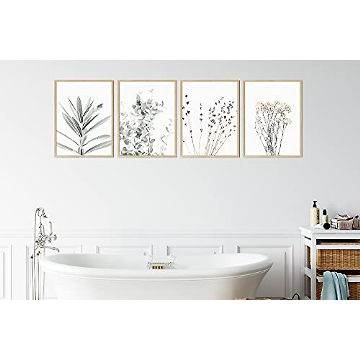 Herzii Botanical Plant Wall Art Prints- Sets Of 4 (8x10 ) Unframed Wall Decor- Pictures Minimalist Wall Art Photo - Nordic Style Eucalyptus And Lavander Leaf Prints-Modern Art Boho Print Decor - Farmhouse, Kitchen, Bedroom Wall Decor