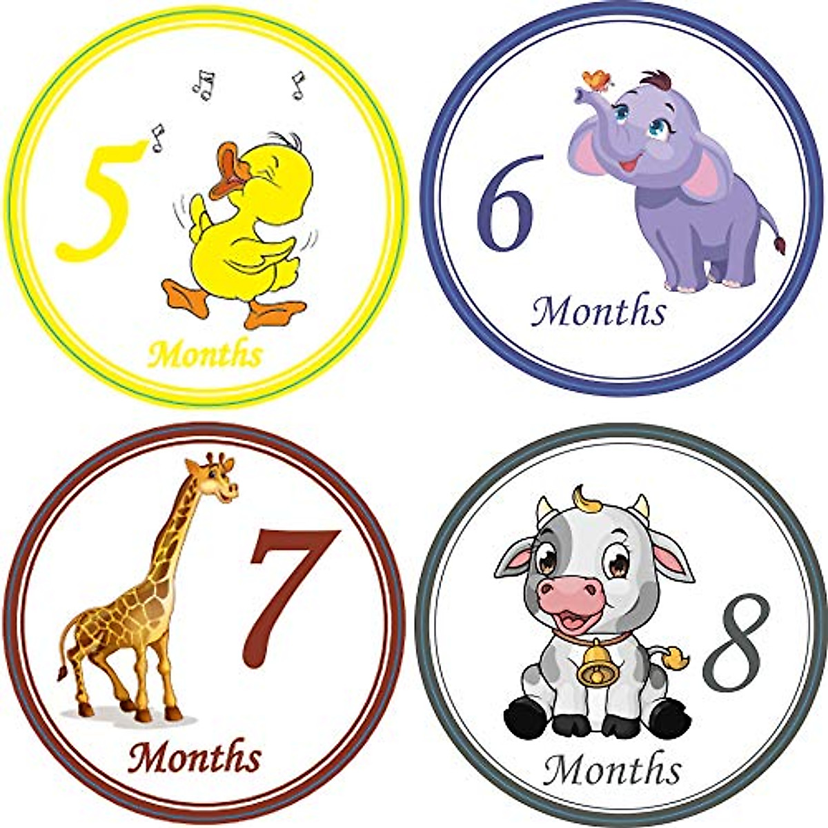Baby Monthly Stickers 28 - First Year Stickers for Infant - Belly Stickers Boy Girl - Mount to Mount Birthday and all Hollidays - 4 inch diameter